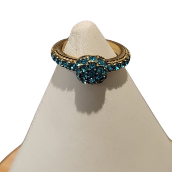 Heidi Daus | Jewelry | Signed Heidi Daus Gold Tone Teal Blue Ring Size ...